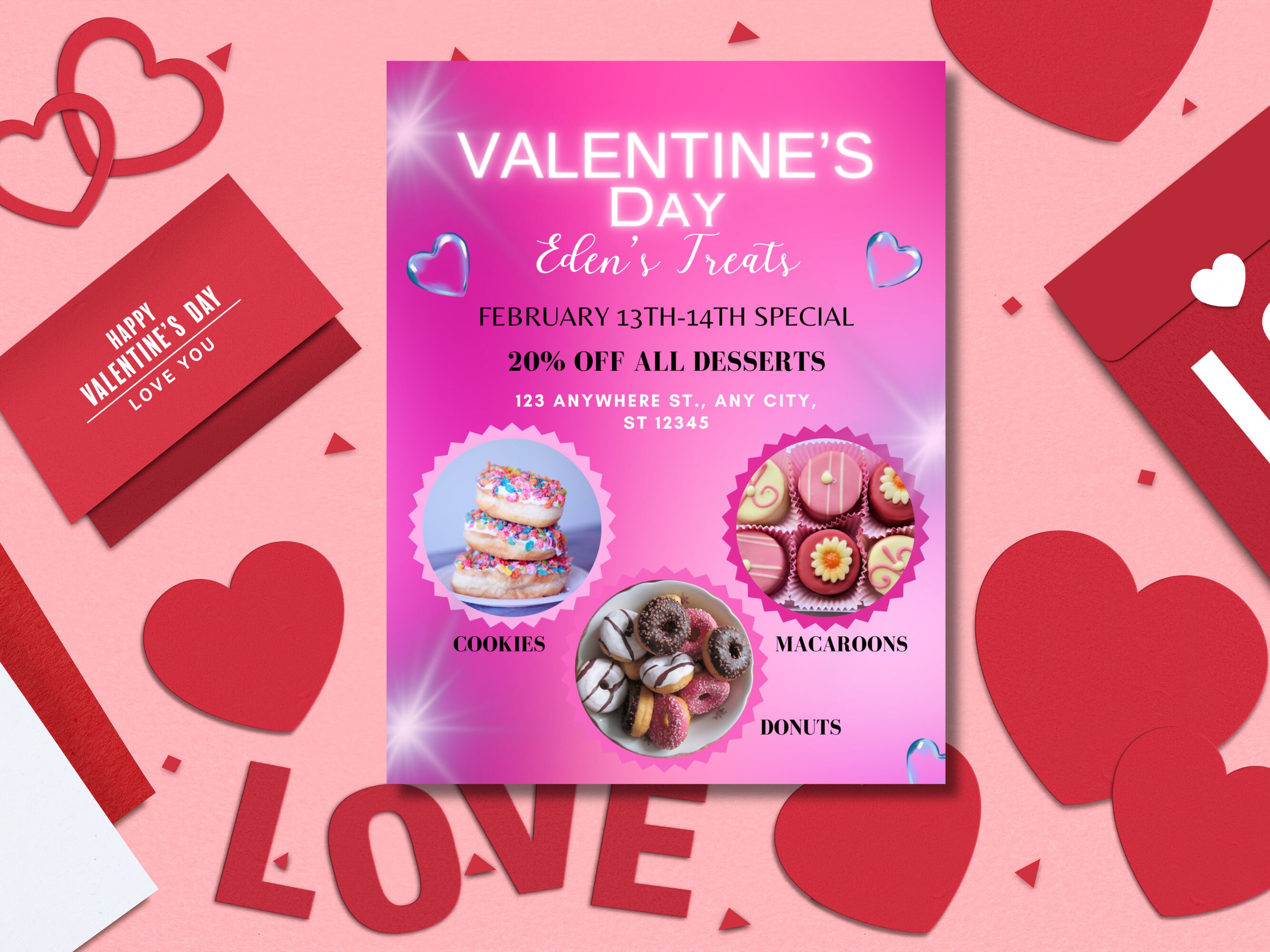 Editable Sweets Flyer Template, Valentine's Day Sweet Treats Menu ...