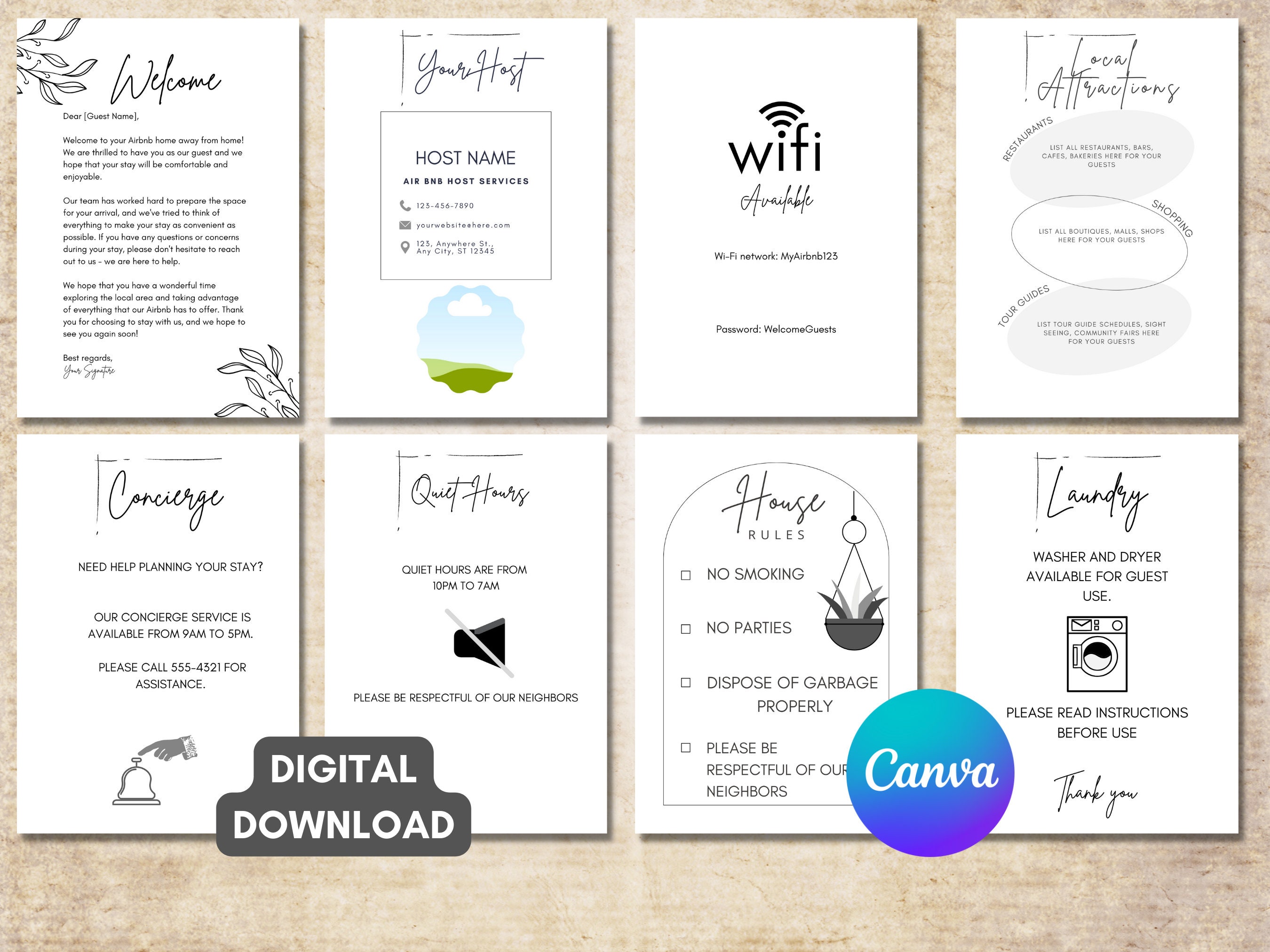 Airbnb Sign Template Airbnb Host Bundle Signage for Host - Etsy