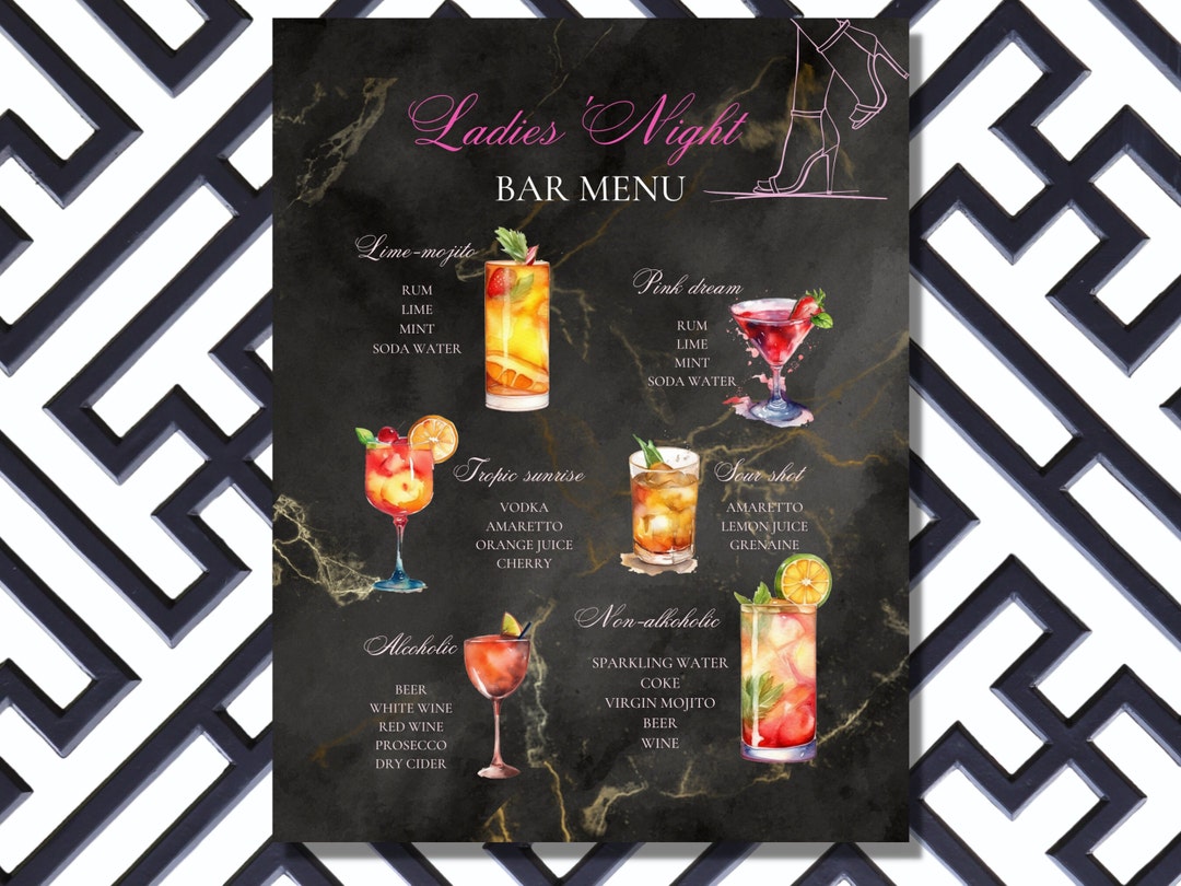 Bar Menu Template Drink Menu Template Customizable Drink - Etsy