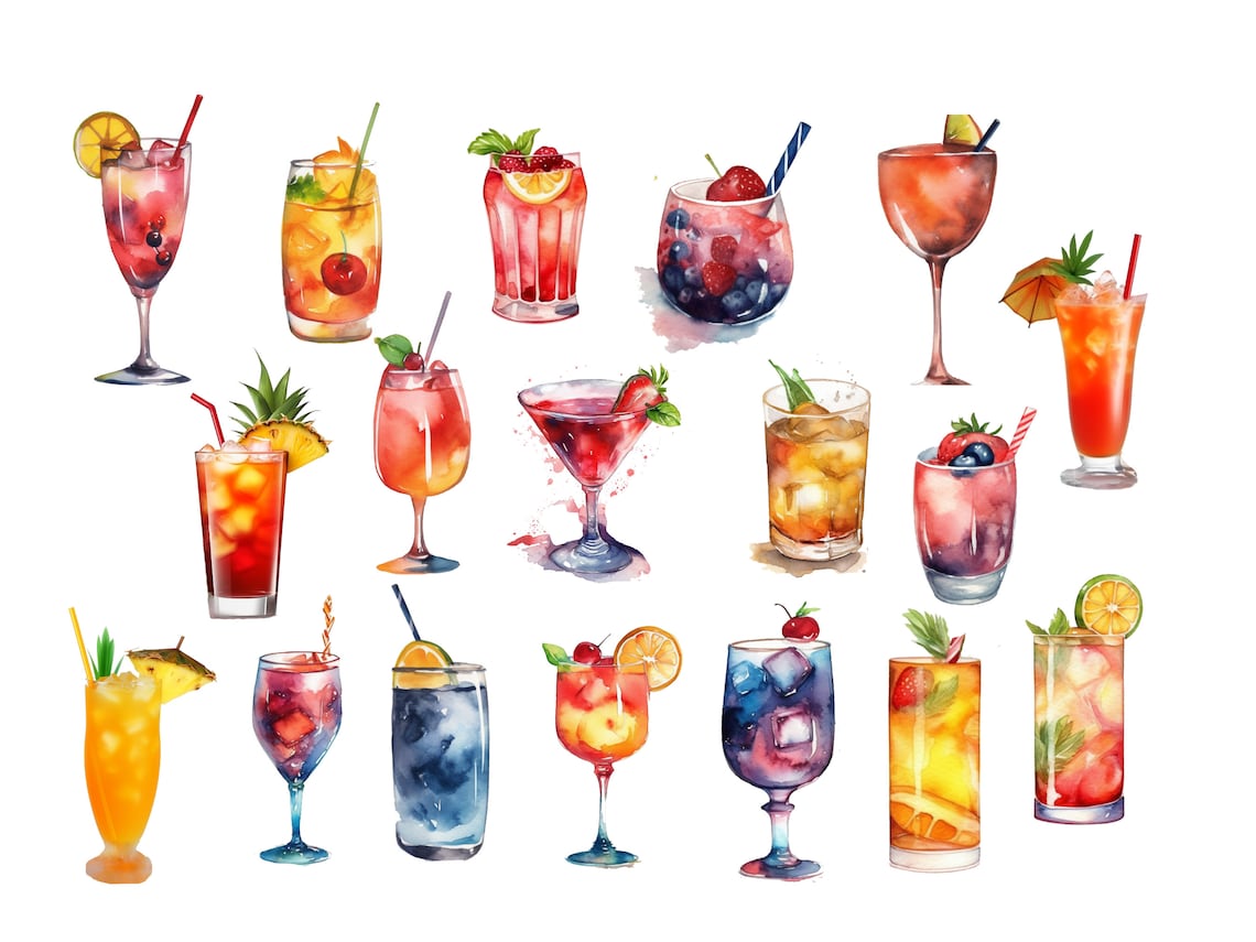 Drink Clipart, Cocktail Clipart, Bar Menu Clipart, Party Drink Clipart ...