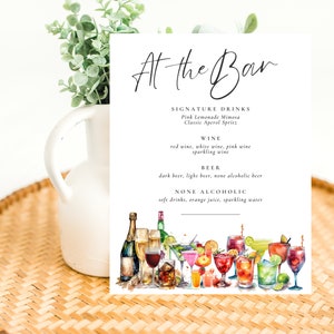 Signature Drink Sign, Bar Menu Template, Minimalist Printable Bar Menu ...