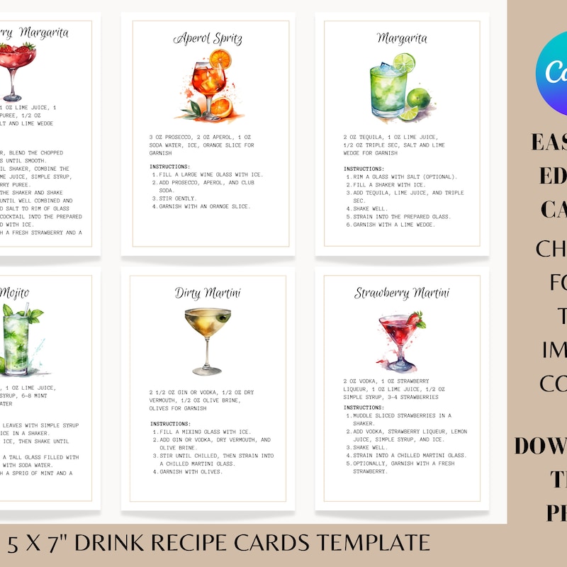 Bar Recipes Cards - Etsy