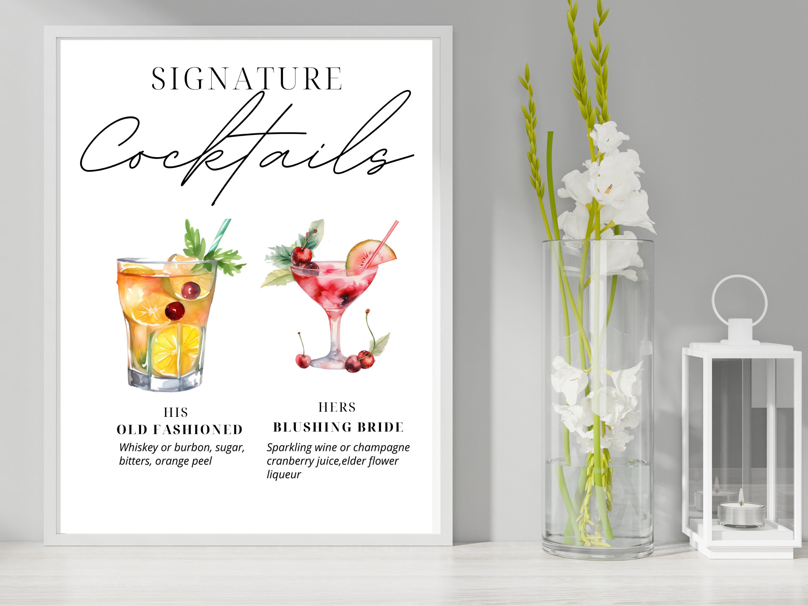 Signature Drink Sign, Bar Menu Template, Minimalist Printable Bar Menu ...
