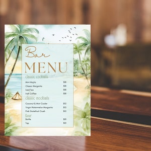 Beach Bar Menu Template, Drink Menu Template, Customizable Drink Menu ...
