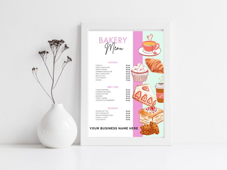 Bakery Menu Template, Dessert Menu Template, Sweet Treats Pricelist ...