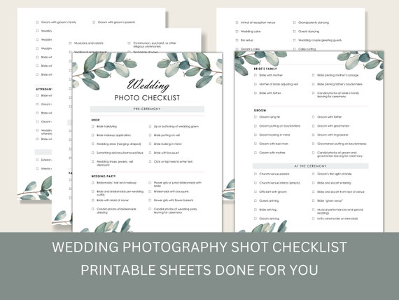 Wedding Photography Poses Checklist