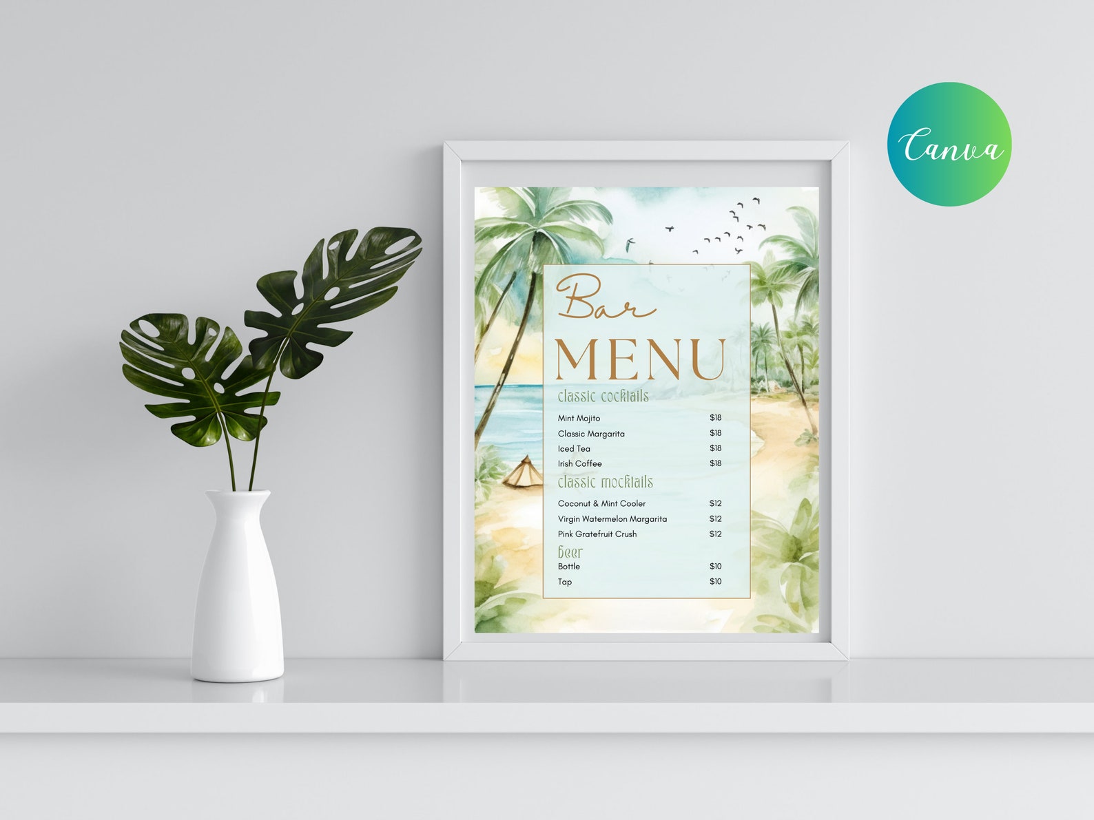 Beach Bar Menu Template, Drink Menu Template, Customizable Drink Menu ...