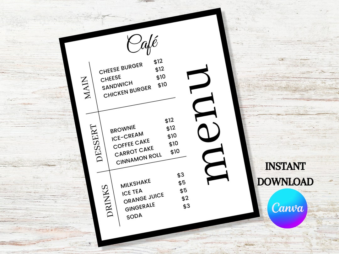 Food Menu Template, Simple Restaurant Food Menu, Business Menu Template ...