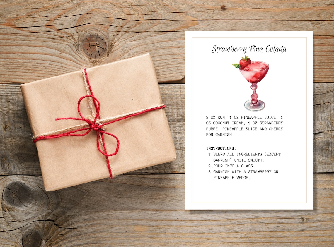 Drink Recipe Cards Template, Cocktail Recipe Cards, Printable Recipe ...