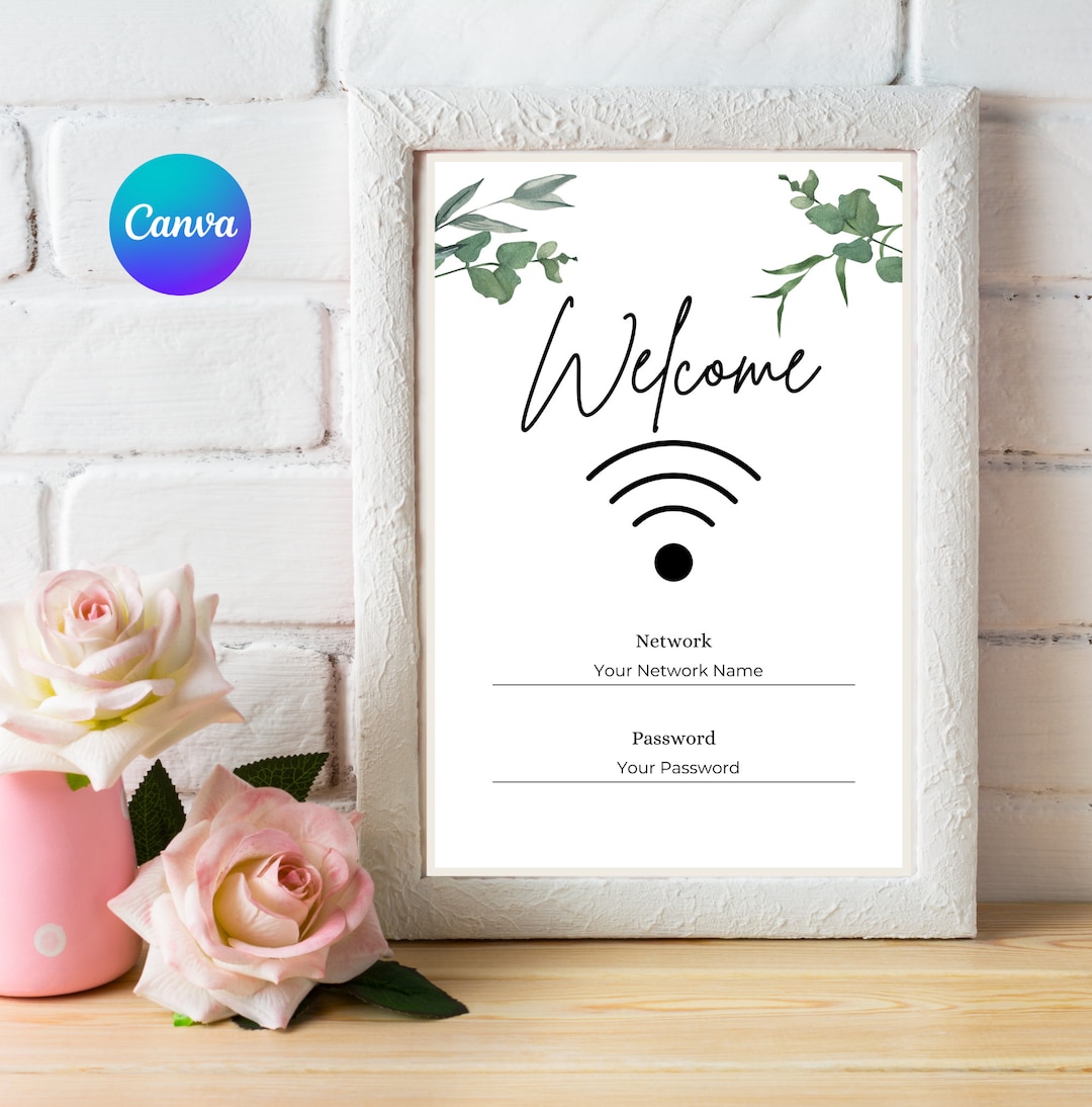 Wifi Sign Template Wifi Password Sign Printable Canva - Etsy