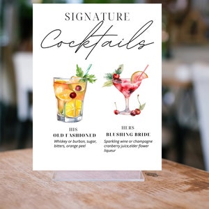 Signature Drink Sign, Bar Menu Template, Minimalist Printable Bar Menu ...