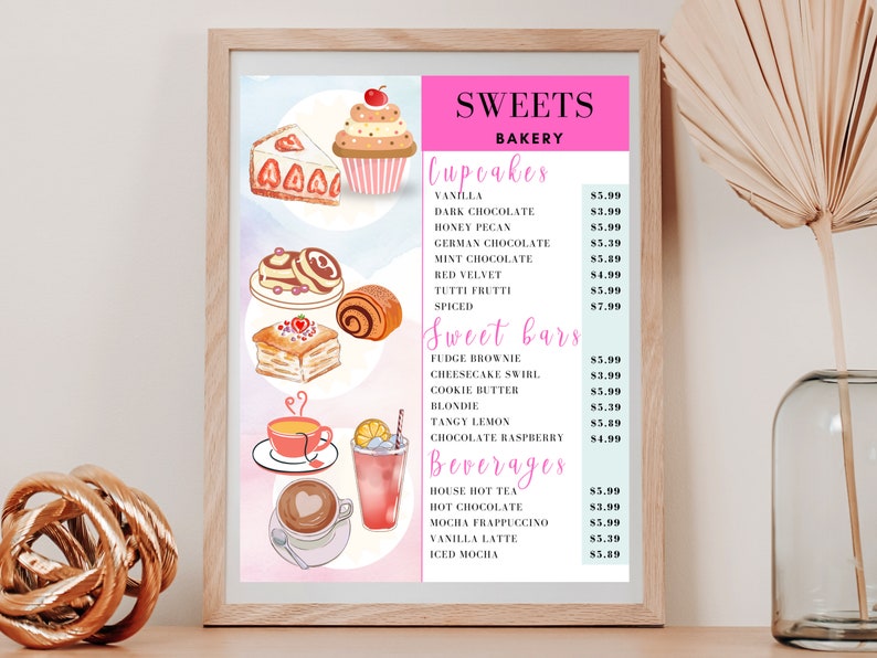 Bakery Menu Template, Dessert Menu Template, Sweet Treats Pricelist ...