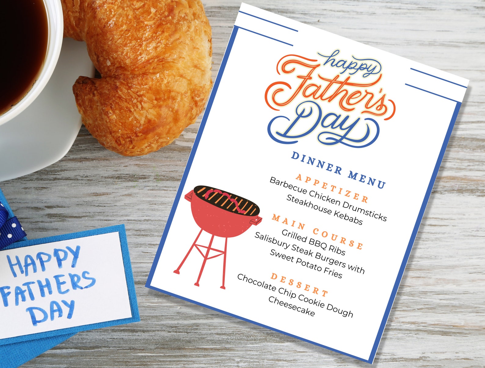 Father&#039;s Day Menu Card, BBQ Menu Template, Father&#039;s Day Grilling, Food ...