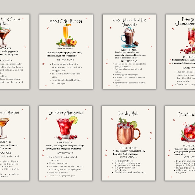 Drink Recipe Cards - Etsy