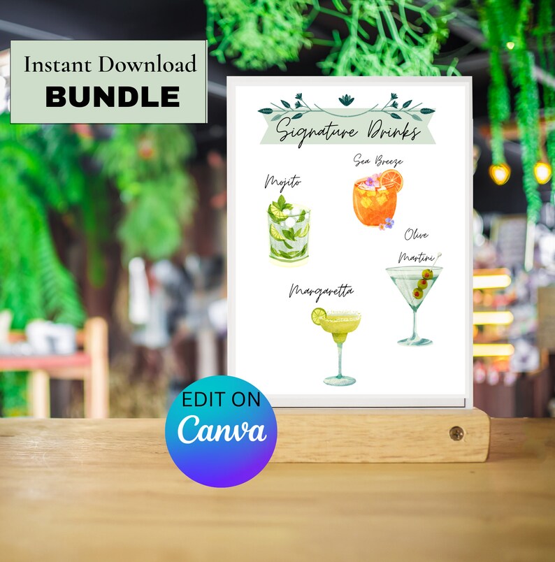 Bar Menu Template, Drink Menu Template, Customizable Drink Menu, Bar ...