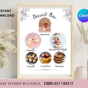 Dessert Bar Menu Sign Template, 8.5 X 11| 5 X 7 Design Your Own Dessert ...