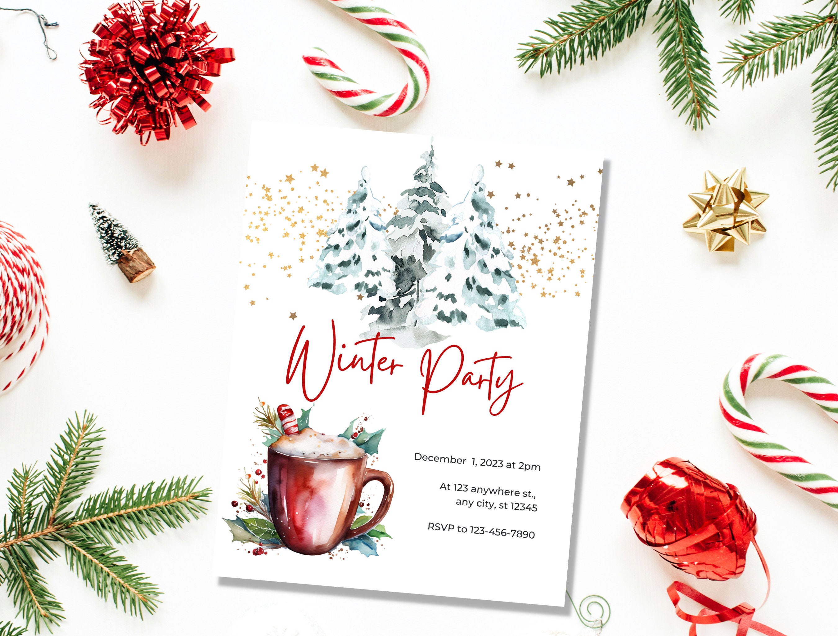 Hot Chocolate Party Invitation Template, Hot Chocolate Printable Card ...