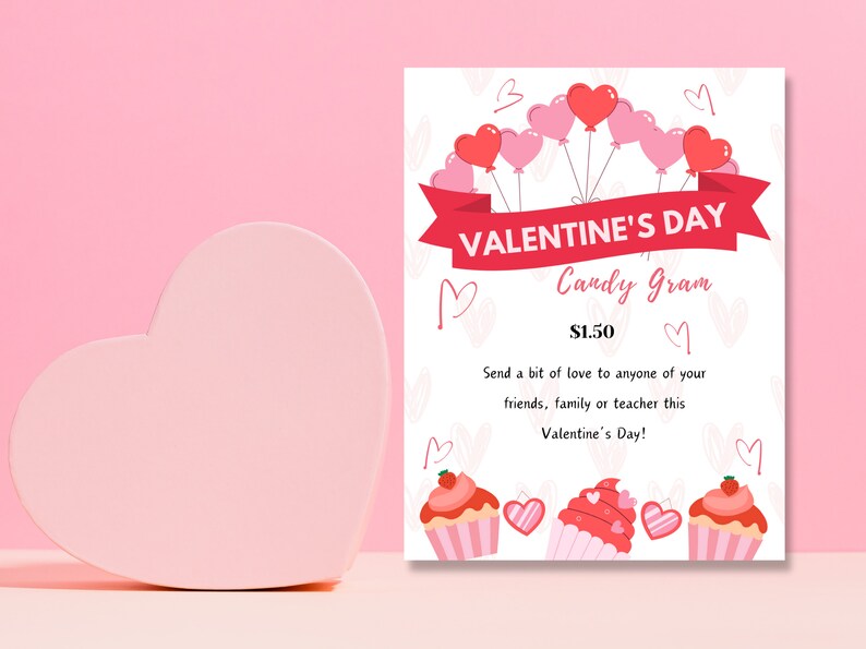 Valentine's Day Candy Gram Template, School Valentine's Day Editable ...
