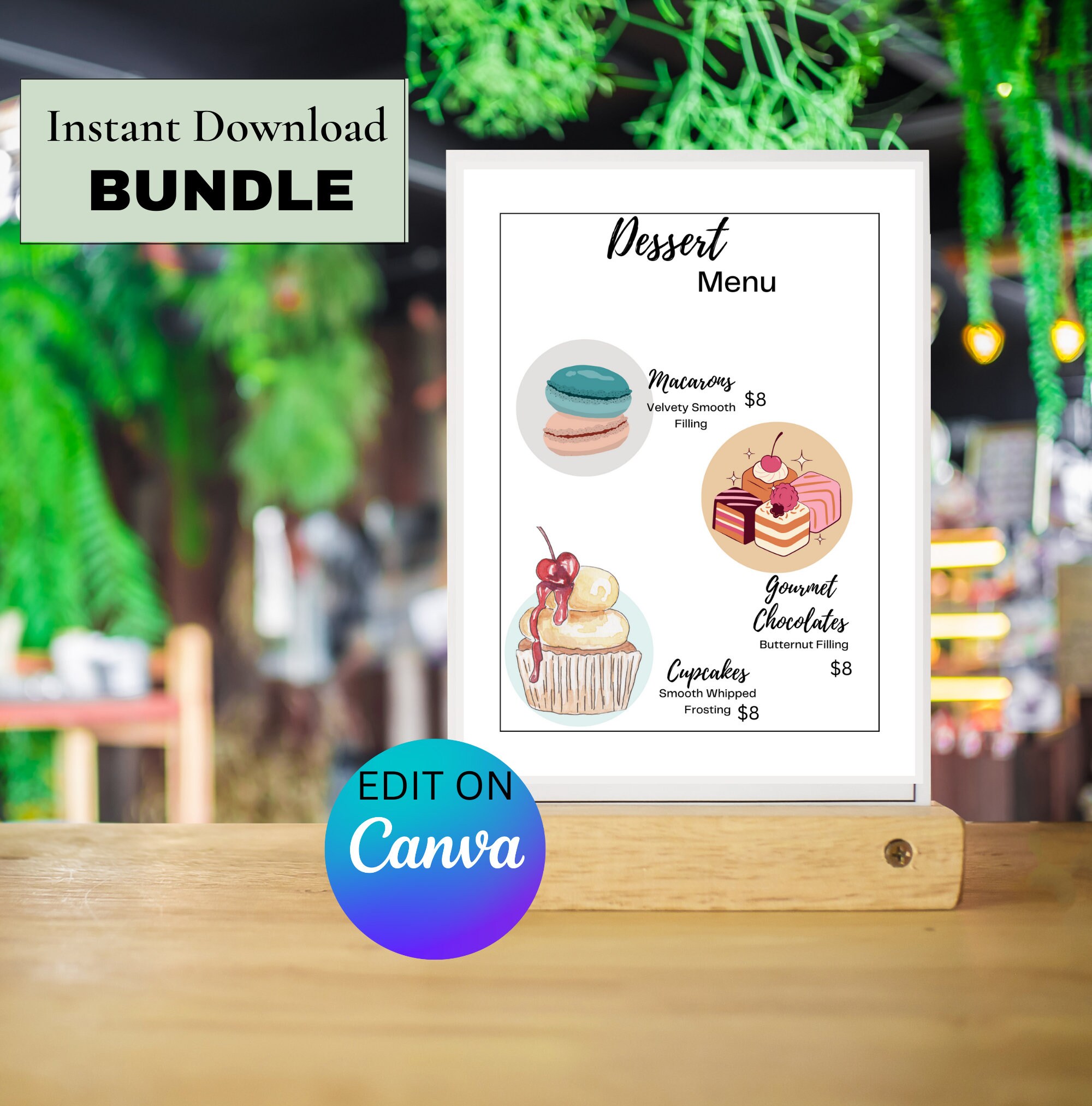 Dessert Menu Template, Customizable Dessert Menu, Editable Dessert Bar ...
