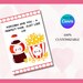 Popcorn Valentine Cards for Kids Classroom- Printable PDF for Classroom ...