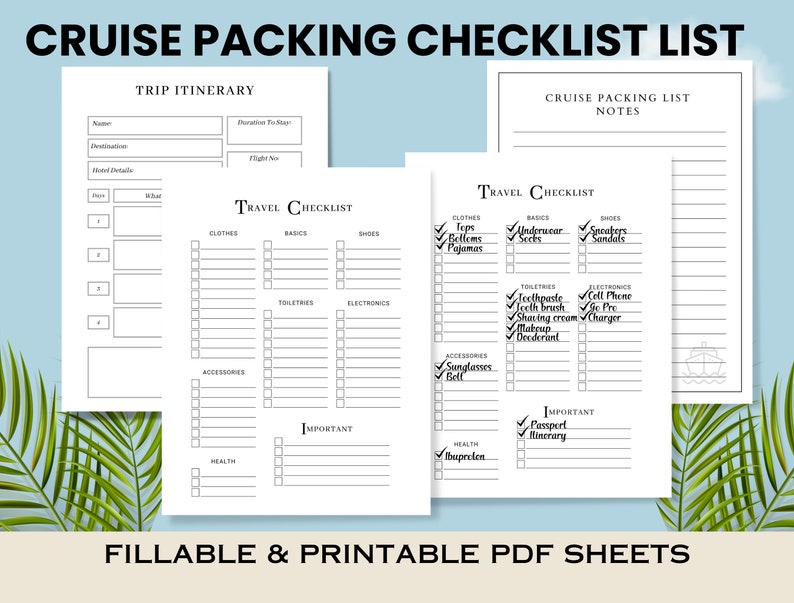 Cruise Packing Checklist, Fillable/printable PDF, Cruise Checklist 2023 ...