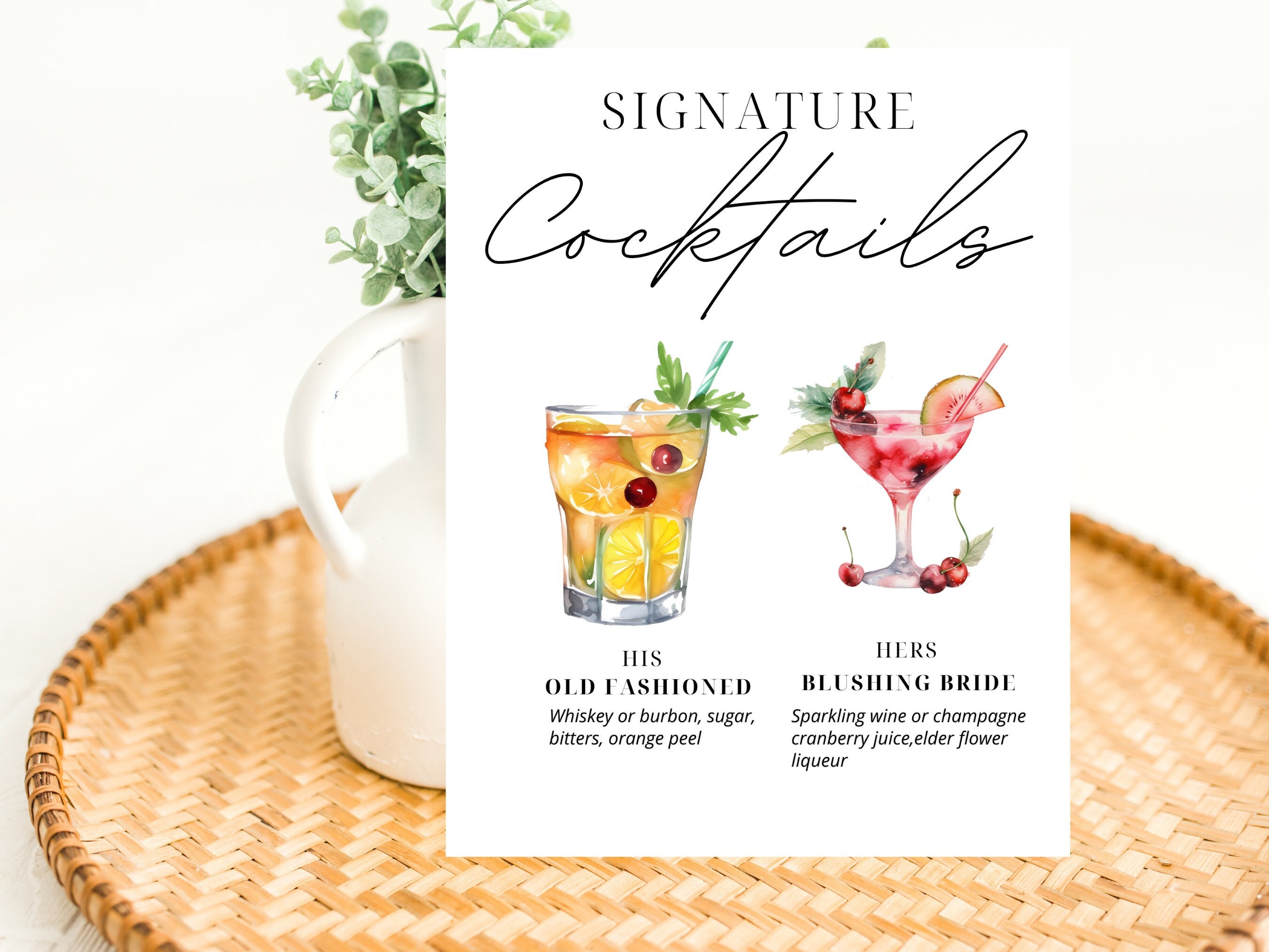 Signature Drink Sign, Bar Menu Template, Minimalist Printable Bar Menu ...