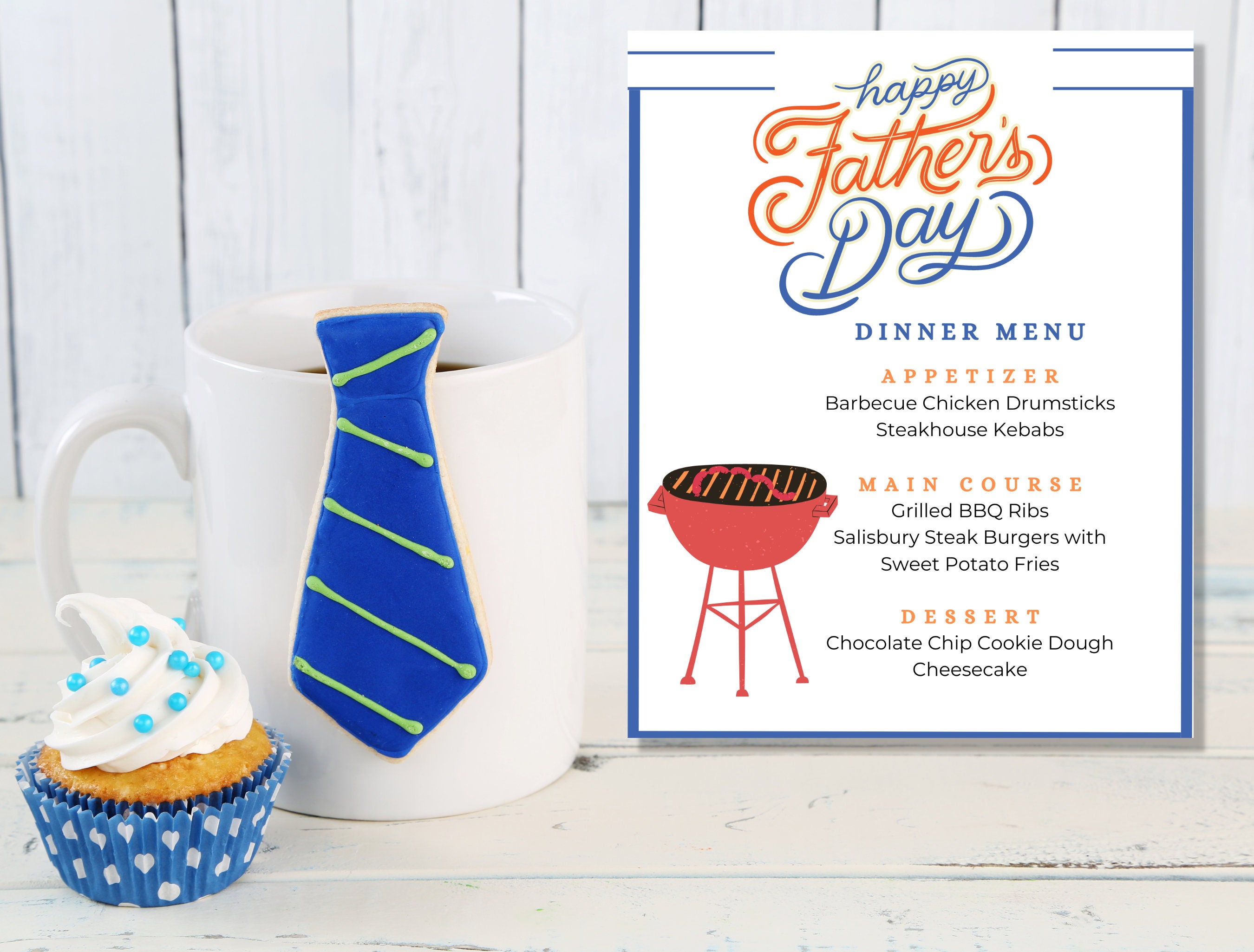 Father's Day Menu Card, BBQ Menu Template, Father's Day Grilling, Food ...