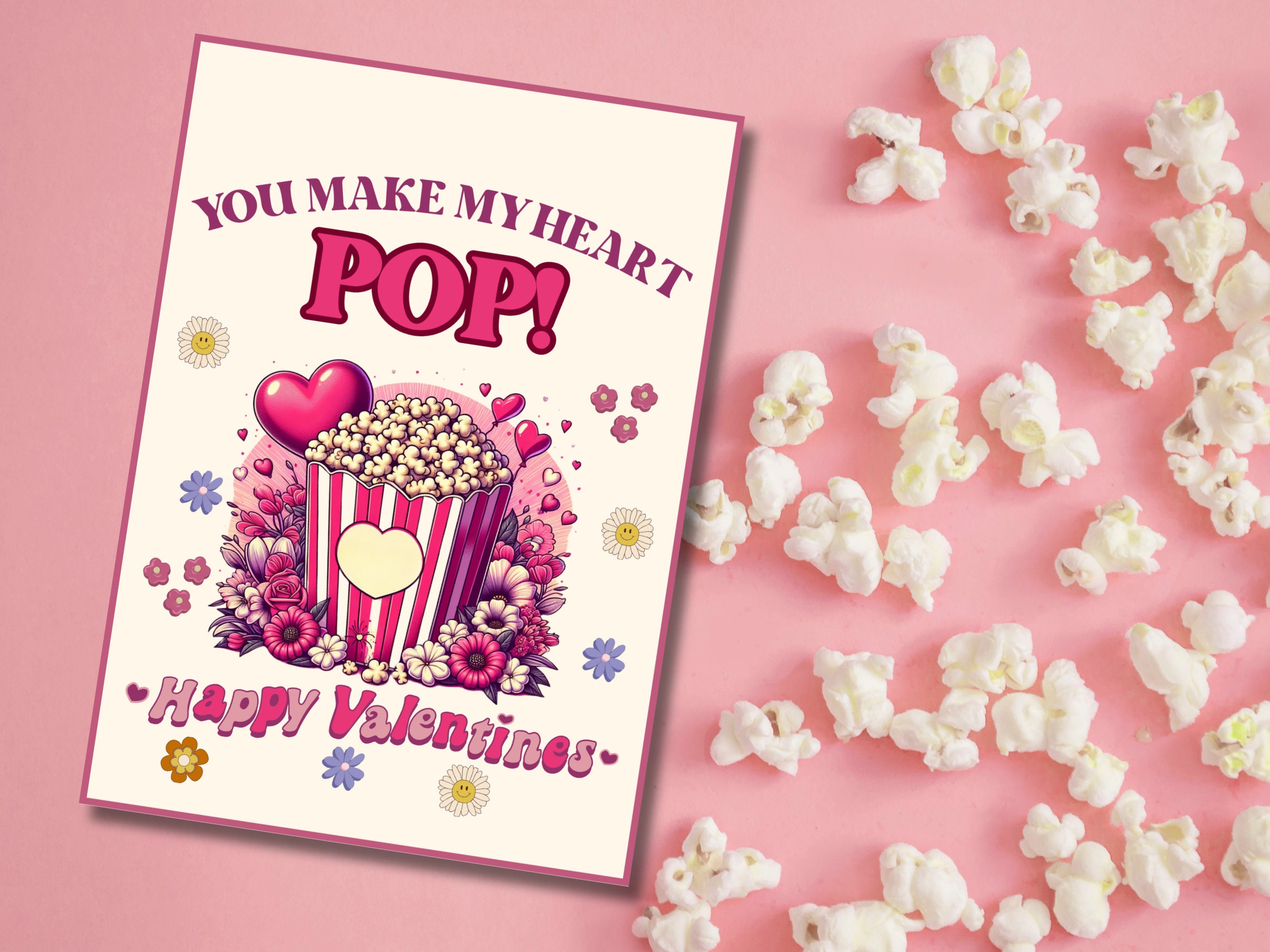 Retro Popcorn Valentine Card Printable, Editable Template, Classroom ...