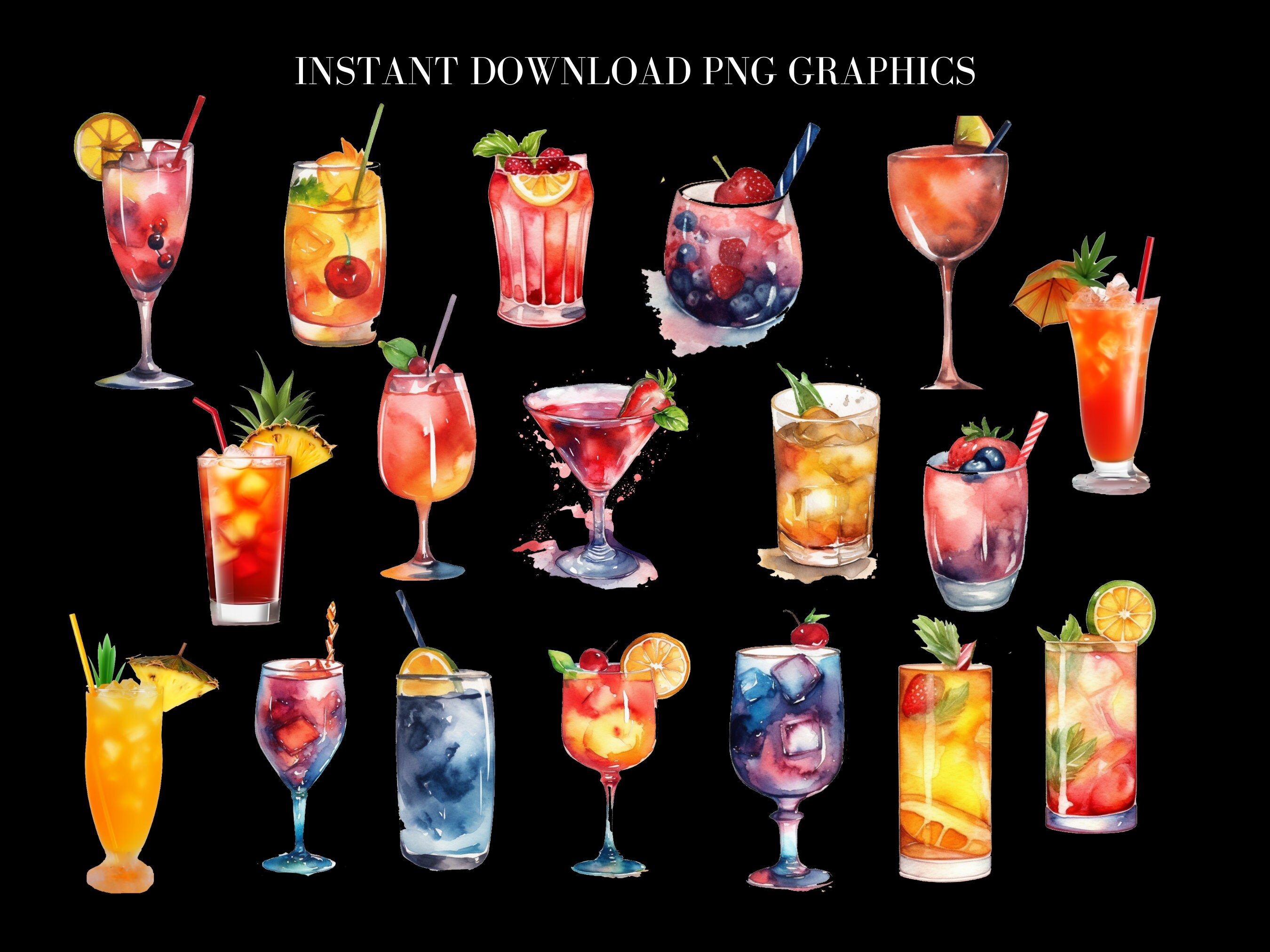 Drink Clipart, Cocktail Clipart, Bar Menu Clipart, Party Drink Clipart ...