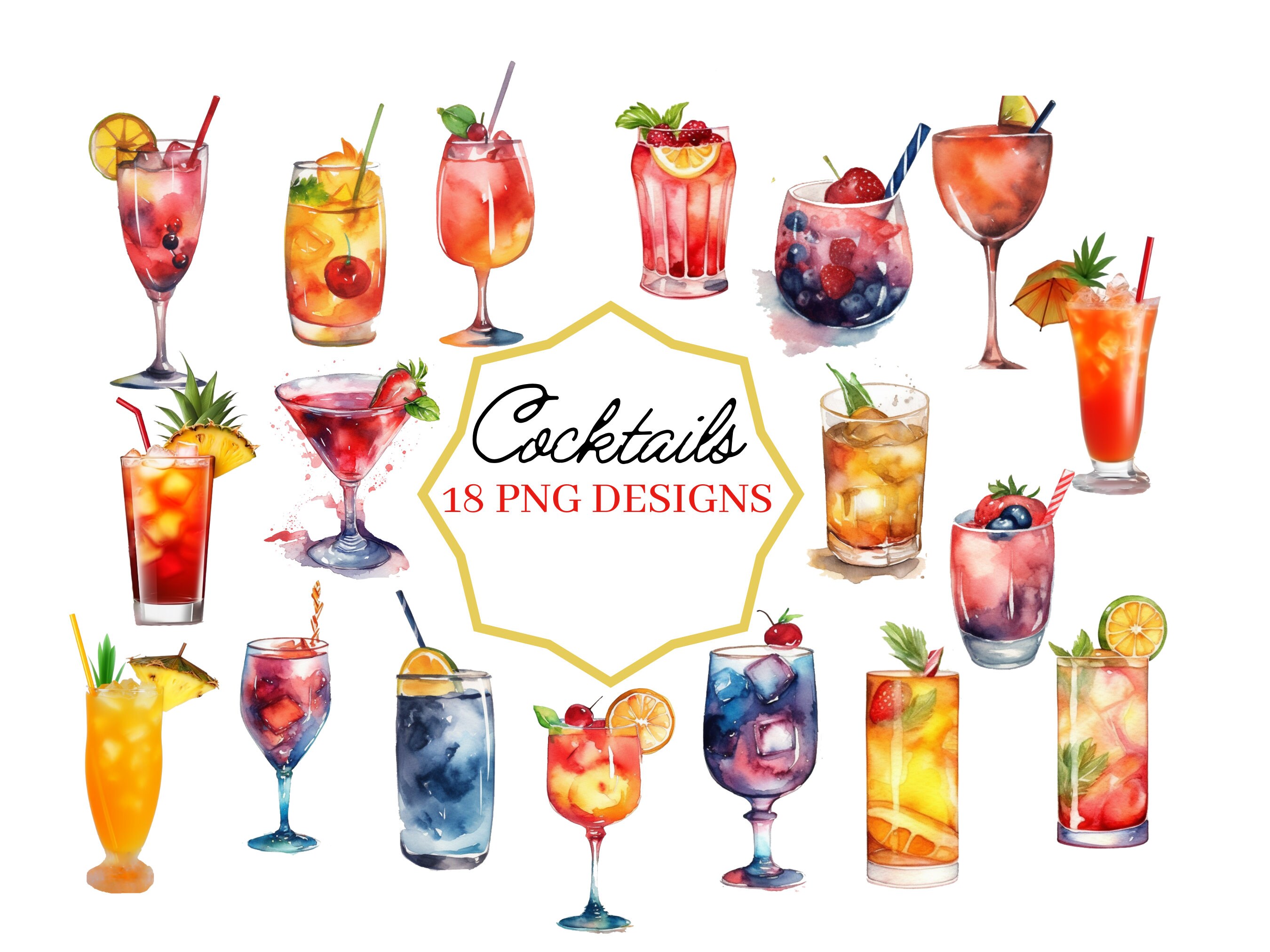 Drink Clipart, Cocktail Clipart, Bar Menu Clipart, Party Drink Clipart ...
