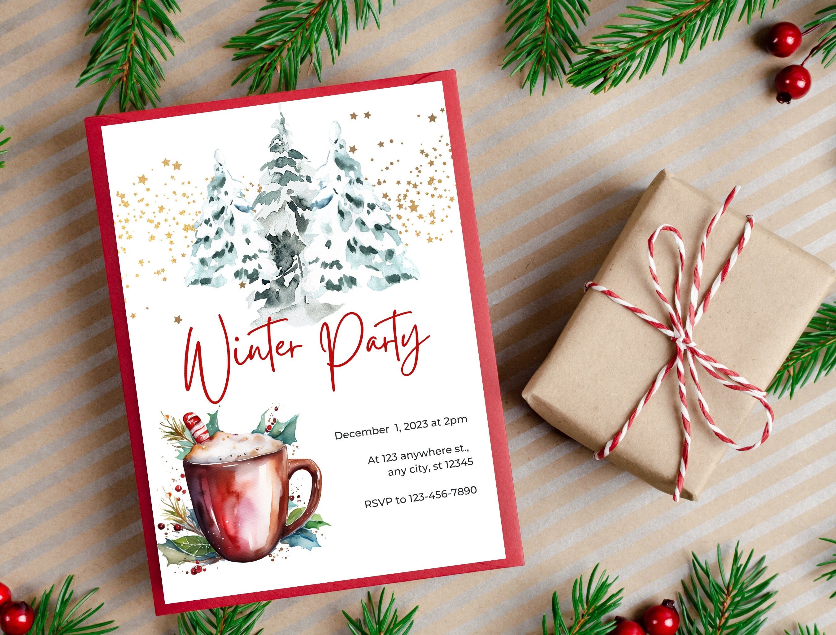 Hot Chocolate Party Invitation Template, Hot Chocolate Printable Card ...
