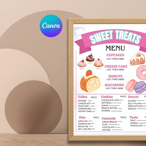 Dessert Menu Template, Customizable Dessert Menu, Editable Dessert Bar ...