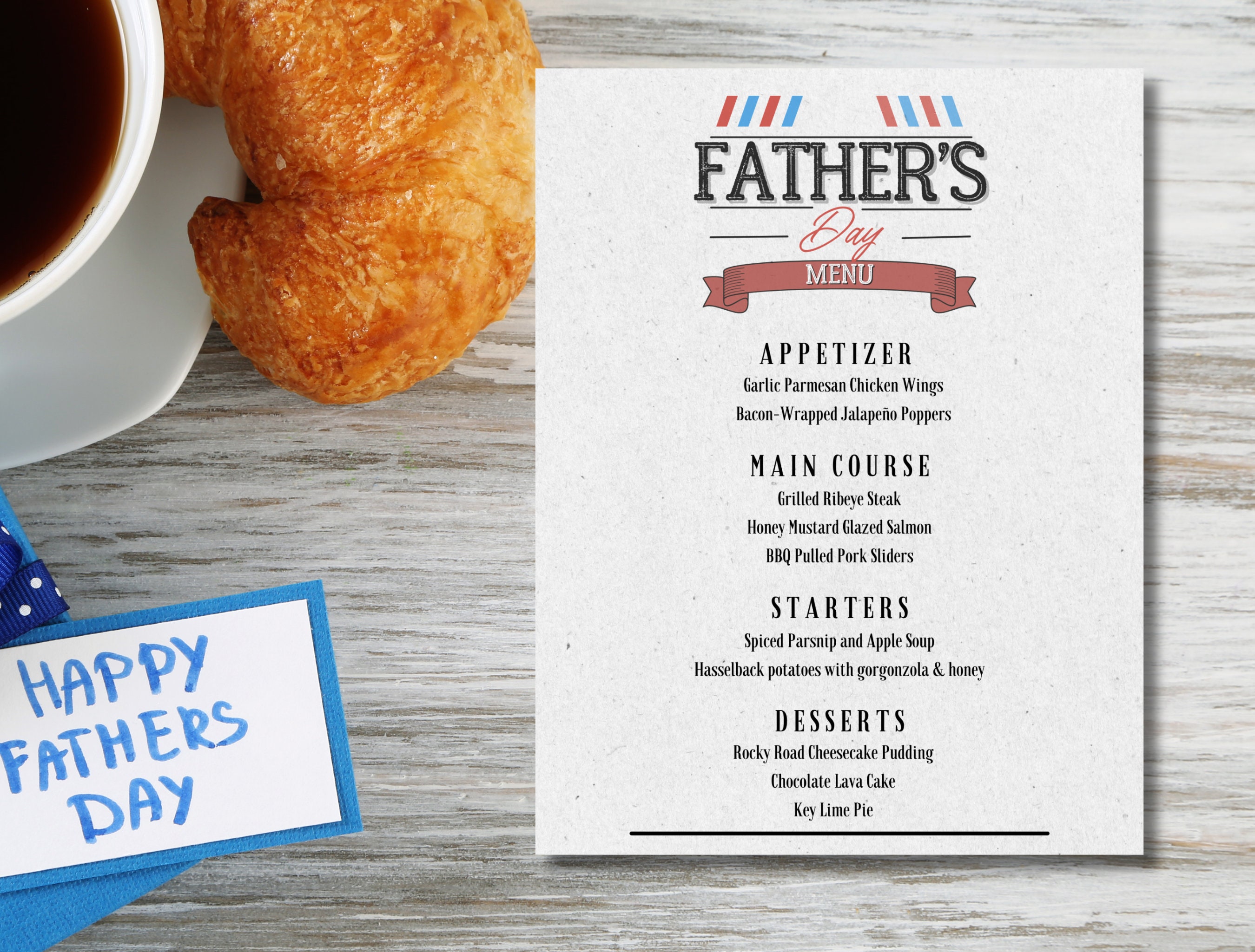 Father's Day Menu Template, BBQ Menu Template, Father's Day Grilling ...