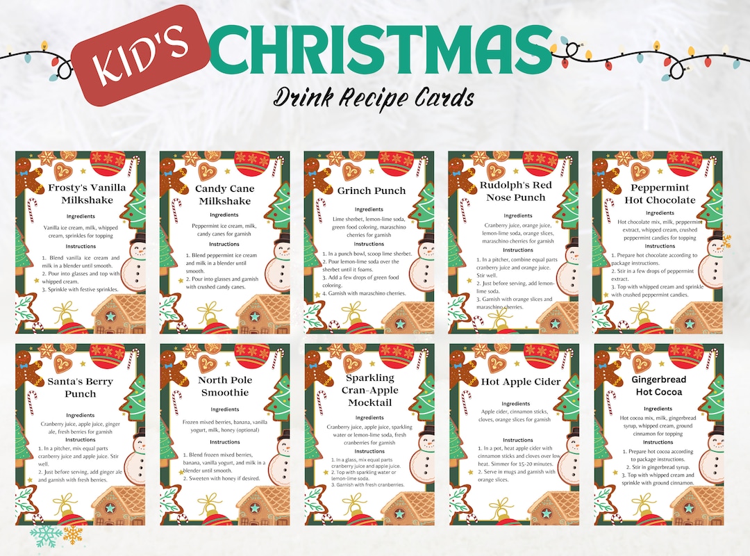 Kid-friendly Christmas Drinks, Christmas Recipe Cards, Easy-to-make ...