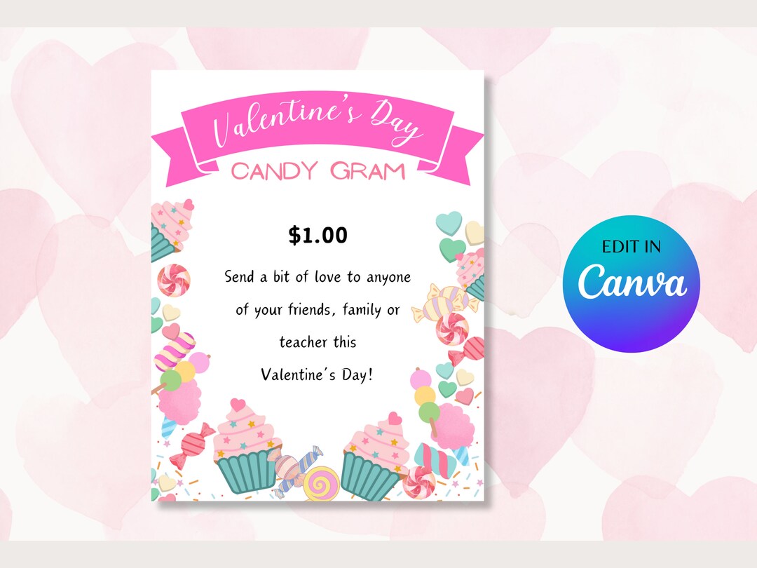 Valentine's Day Grams Flyer Template, School Valentine's Day Editable ...