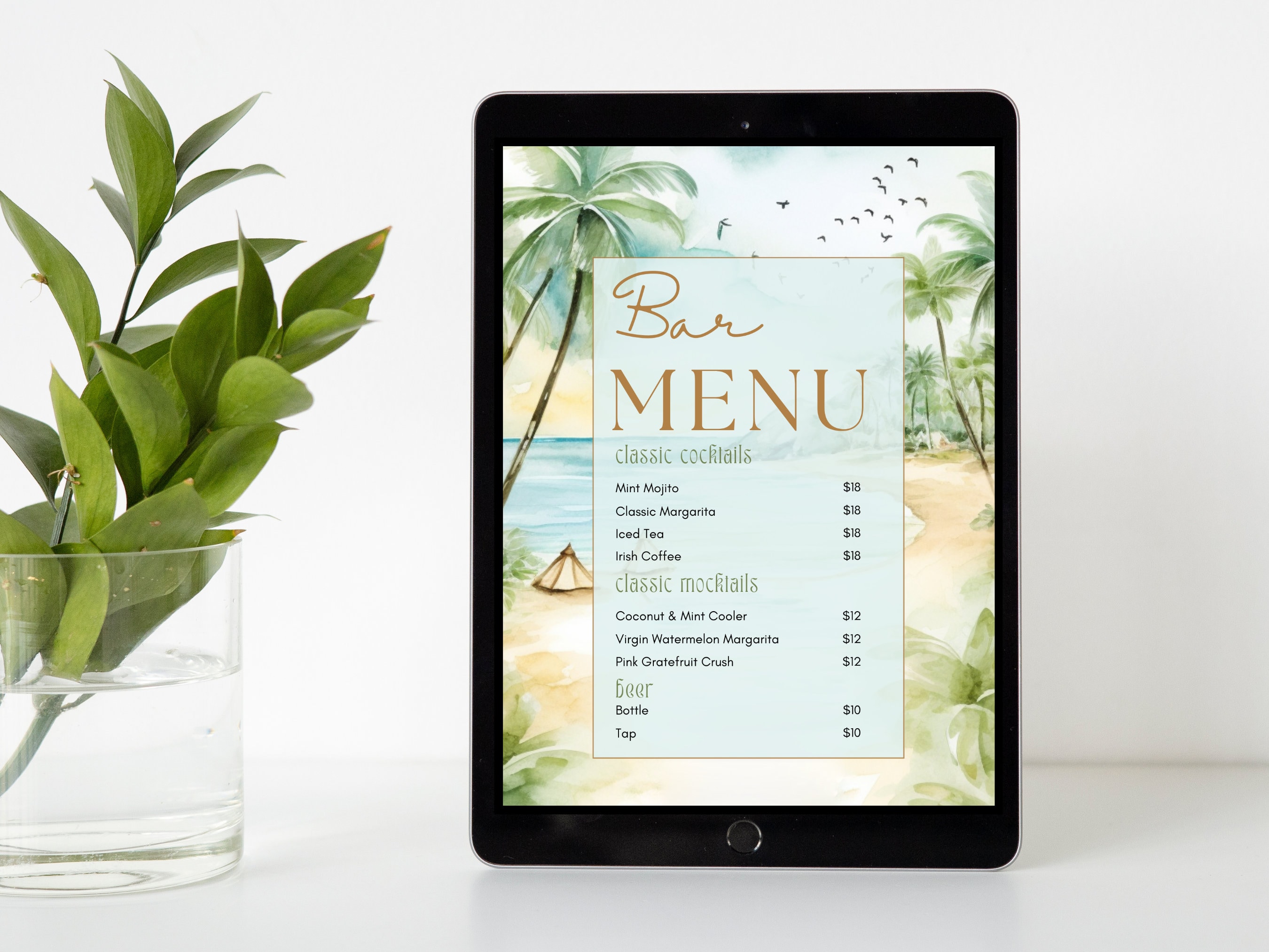 Beach Bar Menu Template, Drink Menu Template, Customizable Drink Menu ...