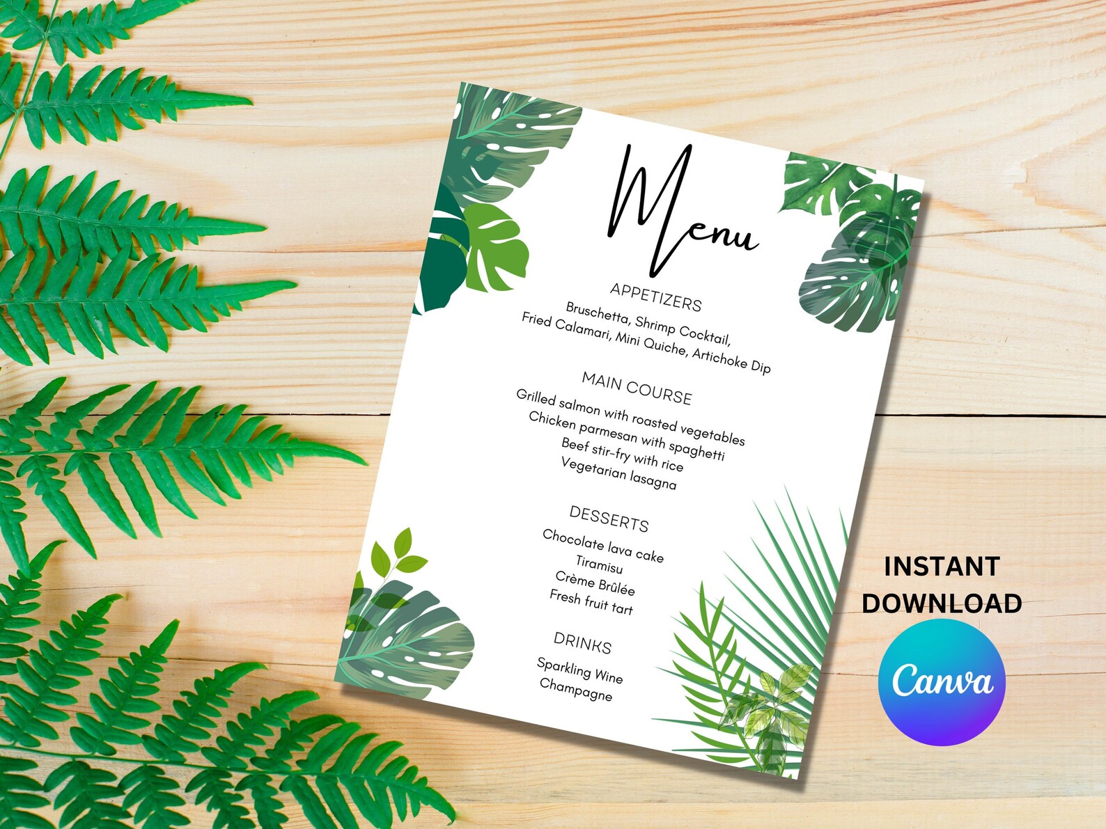Tropical Menu Card Template, Dinner Menu Template for Baby Shower ...