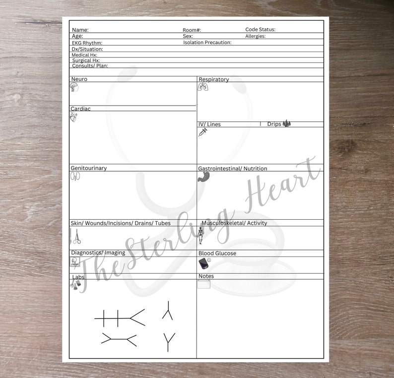 ICU Nurse Report Printable Sheet, Patient Handoff Sheet, Nurse Brain ...
