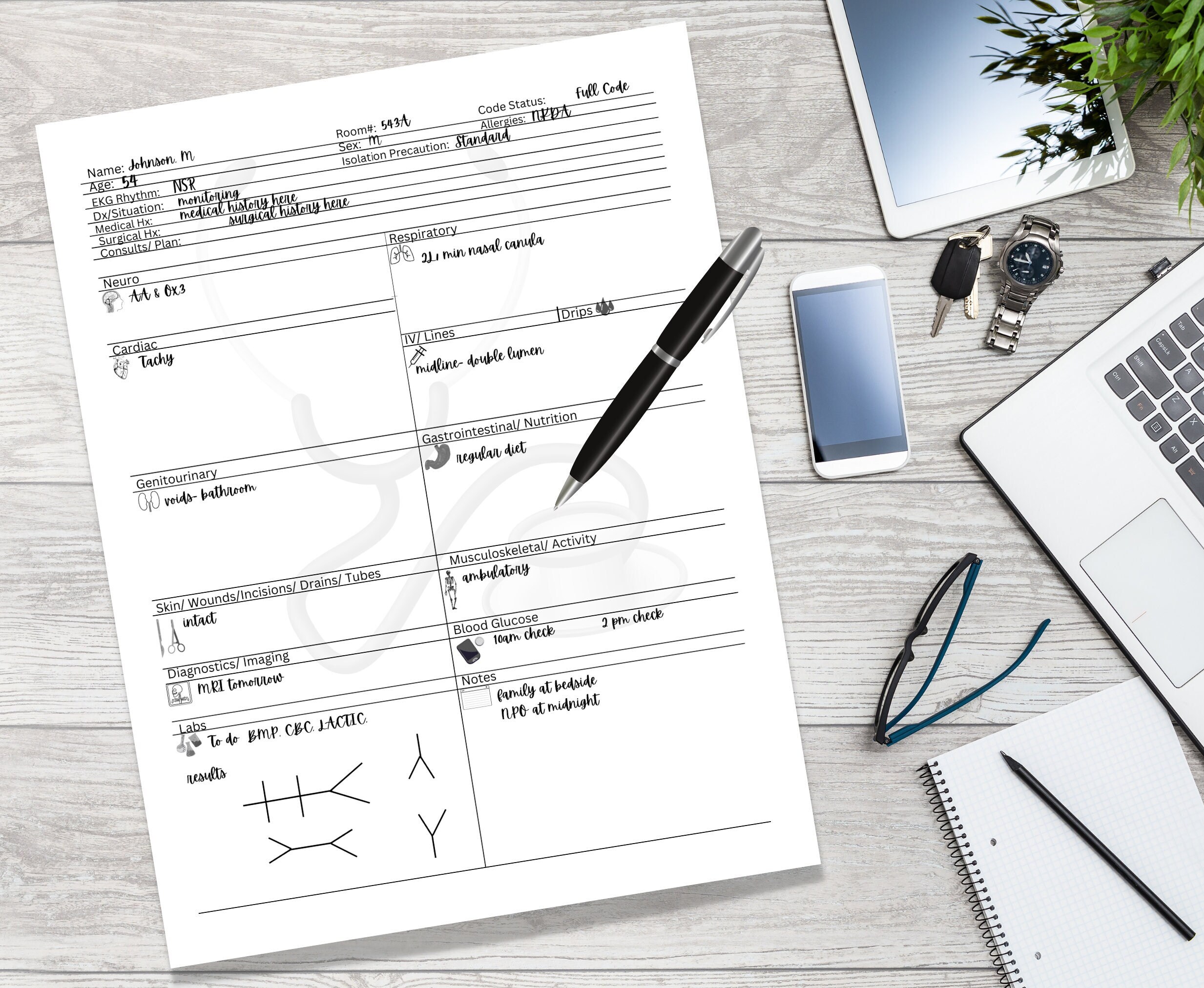 ICU Nurse Report Printable Sheet, Patient Handoff Sheet, Nurse Brain ...
