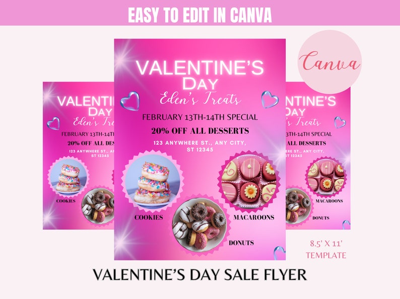 Editable Sweets Flyer Template, Valentine's Day Sweet Treats Menu ...