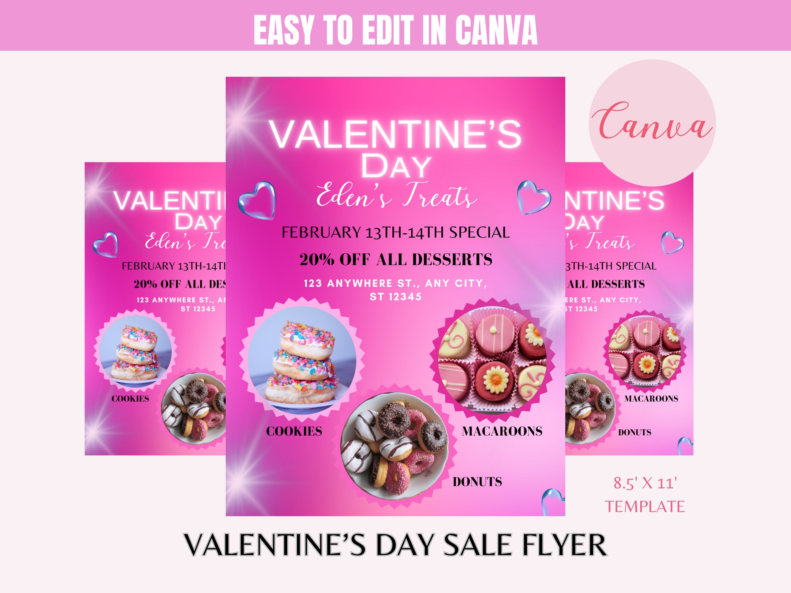 Editable Sweets Flyer Template, Valentine's Day Sweet Treats Menu ...