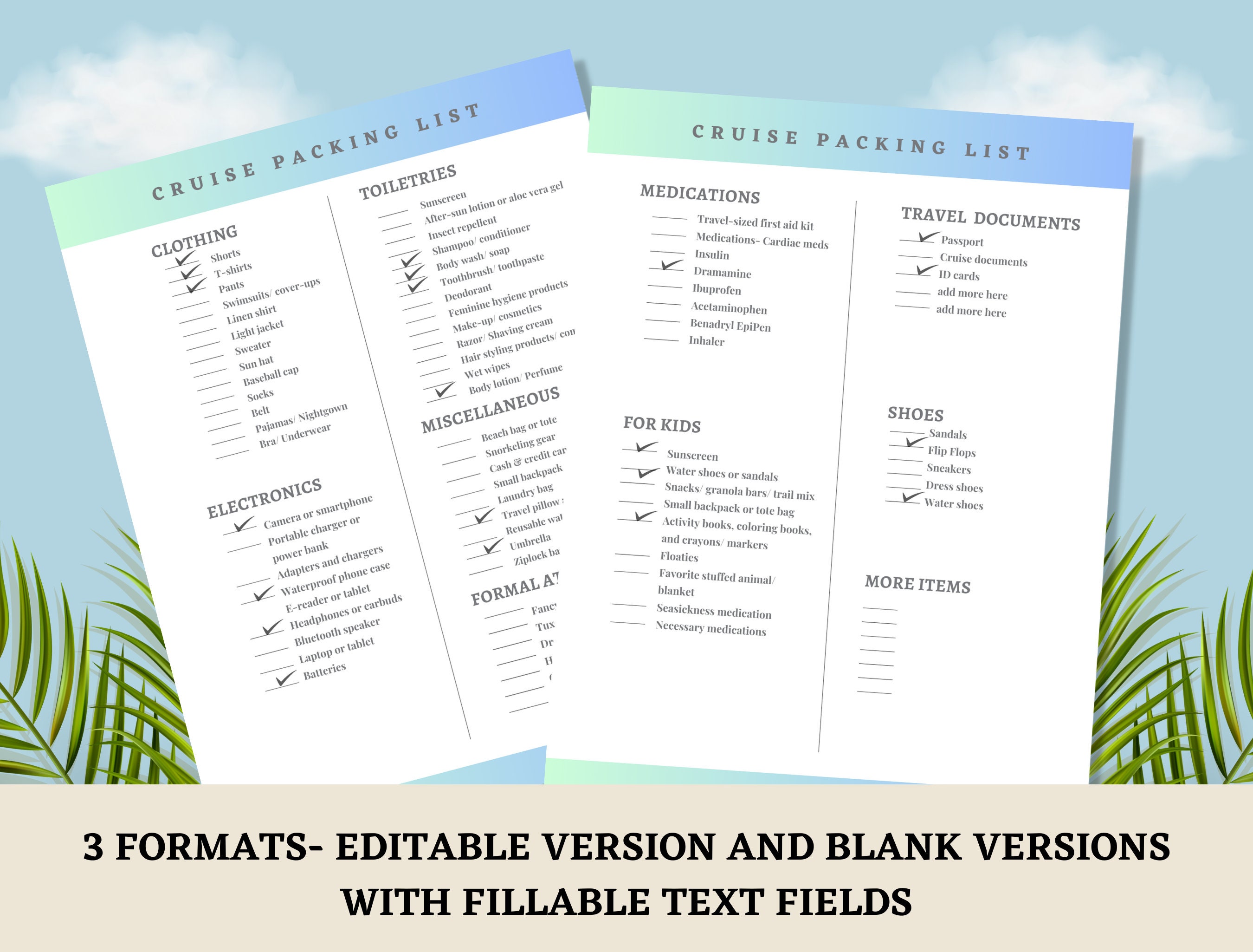 Caribbean Cruise Packing Checklist, Fillable/printable PDF, Cruise ...