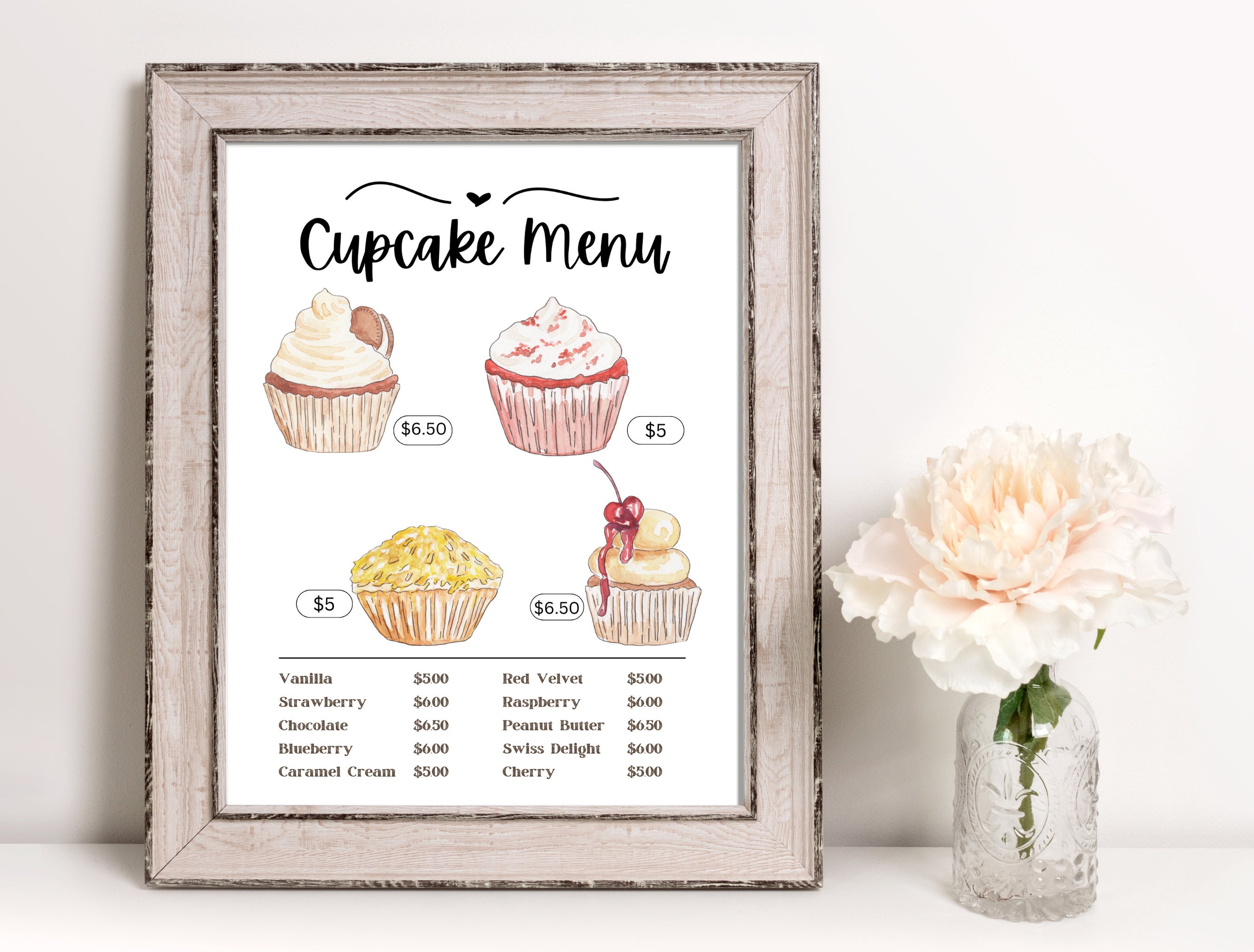 Dessert Menu Template, Customizable Cupcake Menu, Editable Menu, Bakery ...