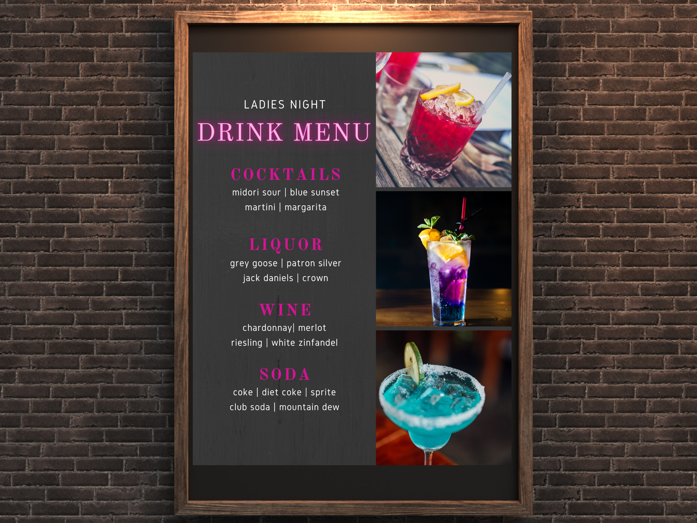 Bar Menu Template, Drink Menu Template, Customizable Drink Menu, Bar ...