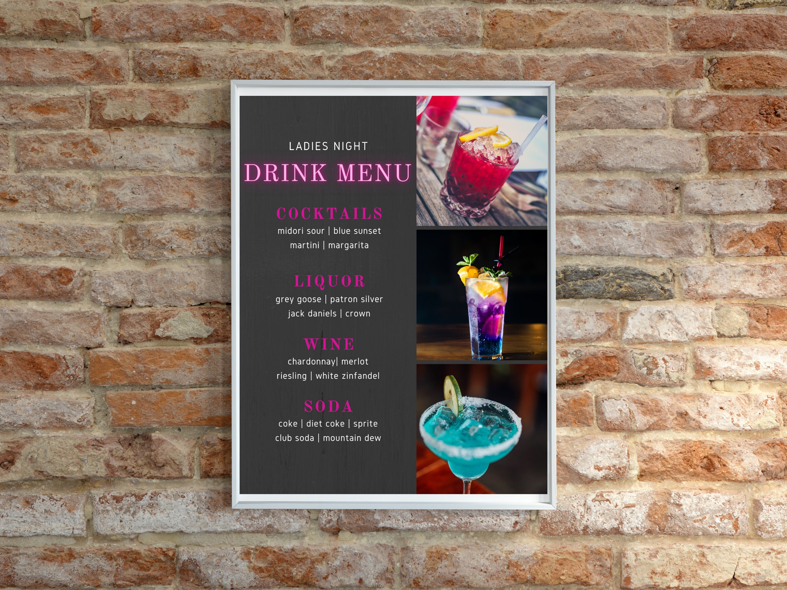 Bar Menu Template, Drink Menu Template, Customizable Drink Menu, Bar ...