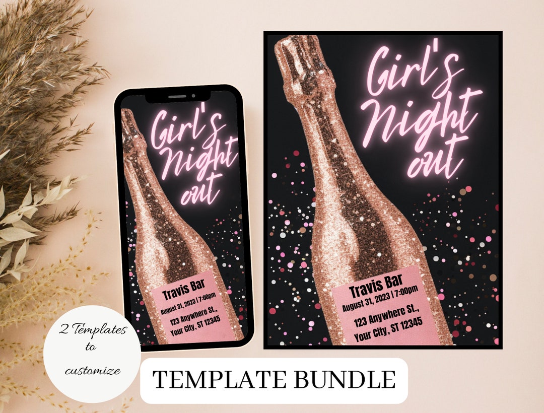 Girl's Night Out Invitation, Girls Night Invite Digital, Ladies' Night ...