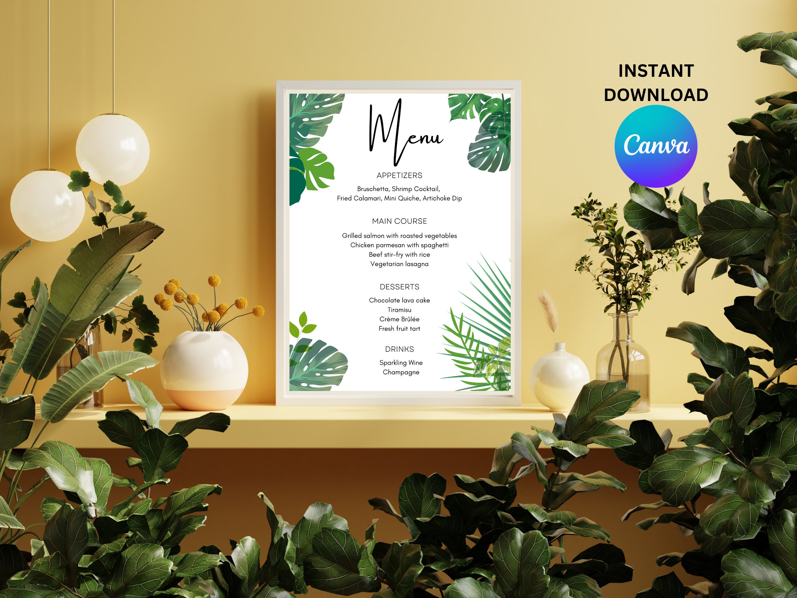 Tropical Menu Card Template, Dinner Menu Template for Baby Shower ...