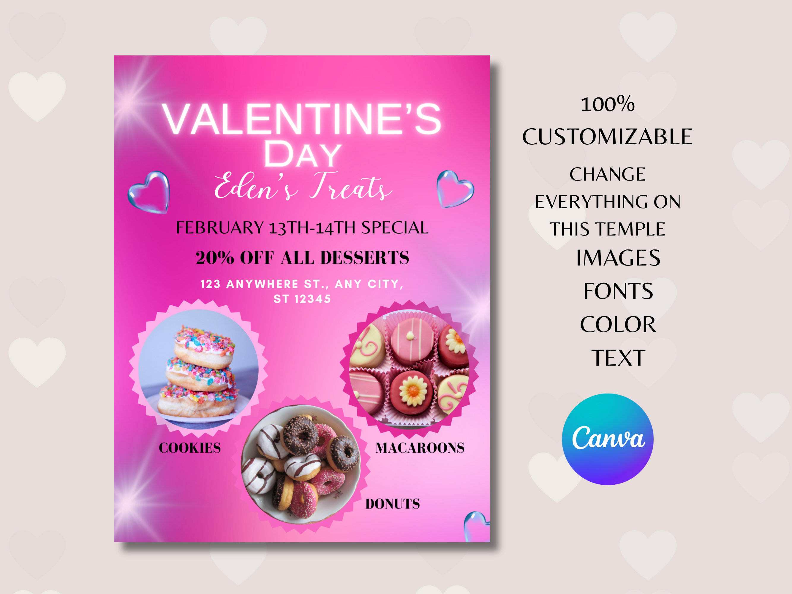 Editable Sweets Flyer Template, Valentine's Day Sweet Treats Menu ...