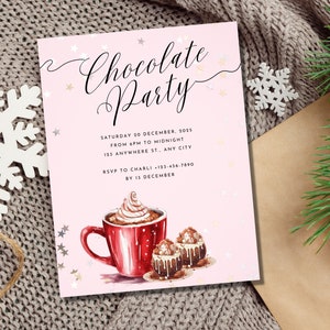 Hot Chocolate Party Invitation Template, Hot Chocolate Printable Card ...