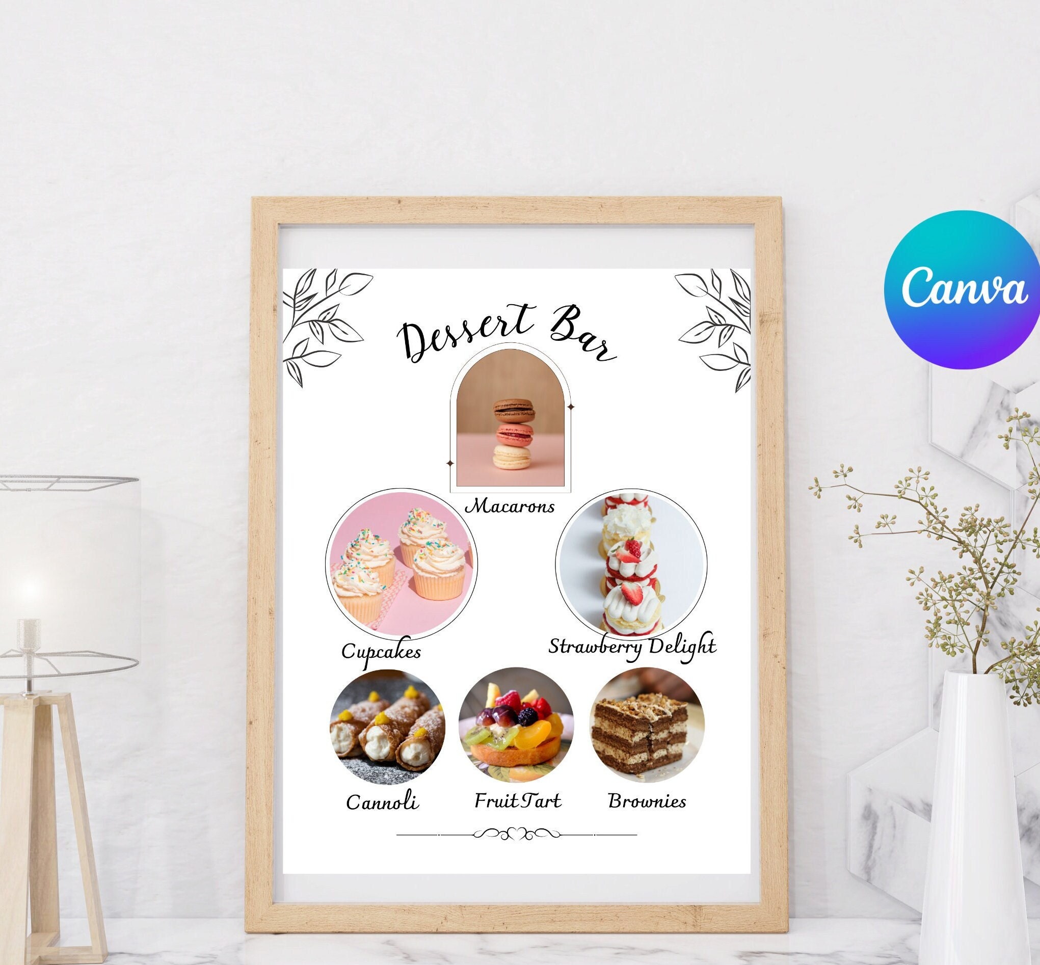 Dessert Bar Menu Sign Template, 8.5 X 11| 5 X 7 Design Your Own Dessert ...